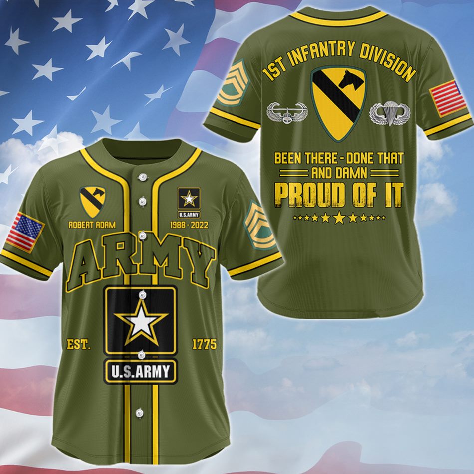 Premium US Military Baseball Jersey Custom All Branches Rank Division ...