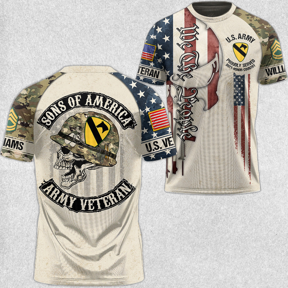 Sons Of America US Veteran Skull All Over Print shirt For Soldier Vete ...
